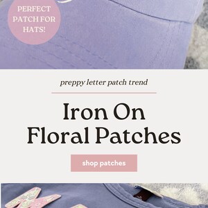 Embroidered Letter Patch Floral Iron on Letter Hat Patch Floral Jean ...