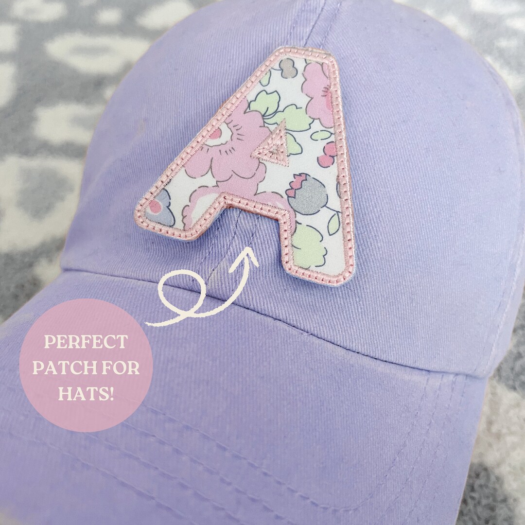 Embroidered Letter Patch Floral Iron on Letter Hat Patch Floral Jean ...