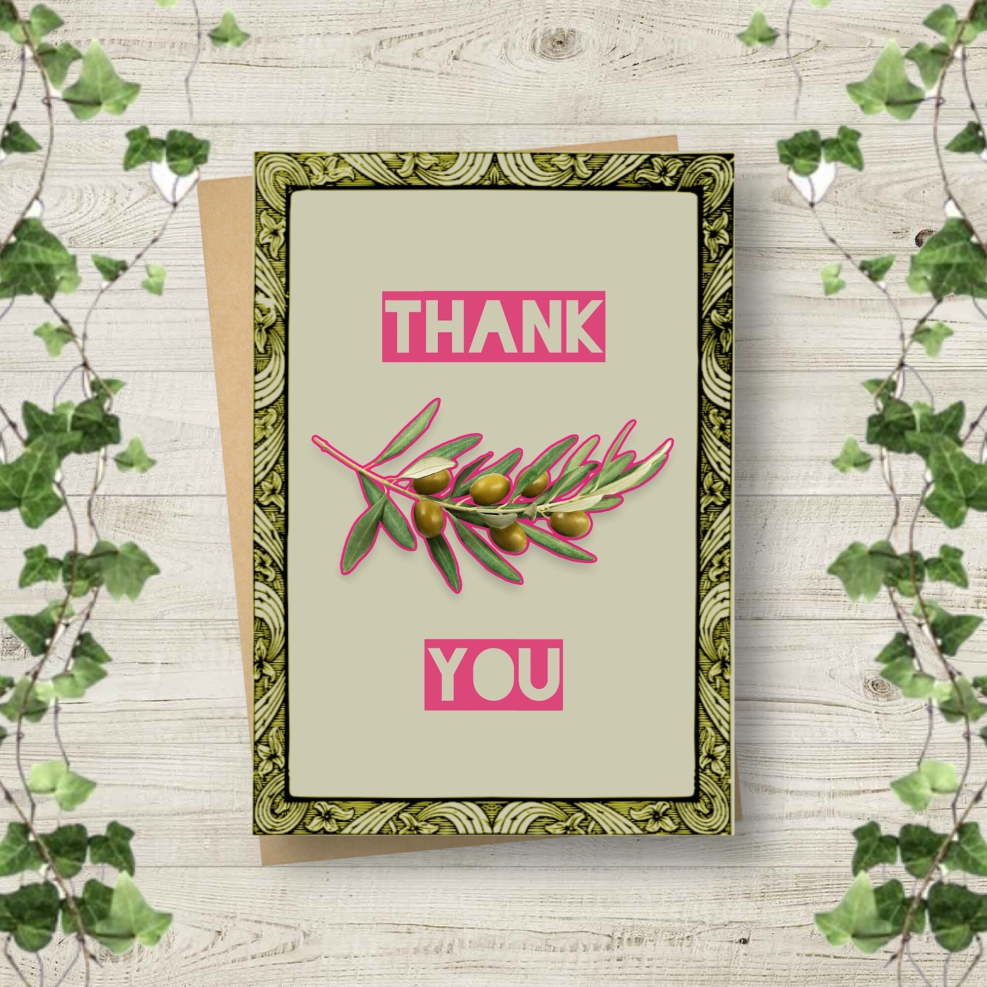 Printable Thank You Olive Branch Greeting Card | DIGITAL DOWNLOAD - Etsy
