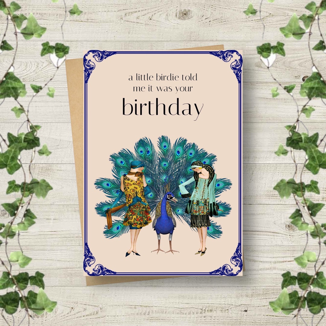 Printable Happy Birthday Peacock Greeting Card | DIGITAL DOWNLOAD - Etsy