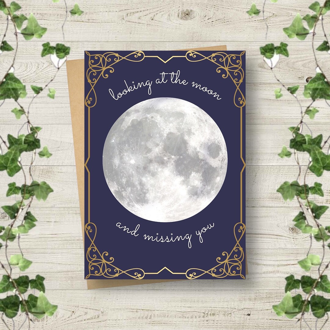 Printable Missing You Moon Greeting Card | DIGITAL DOWNLOAD - Etsy
