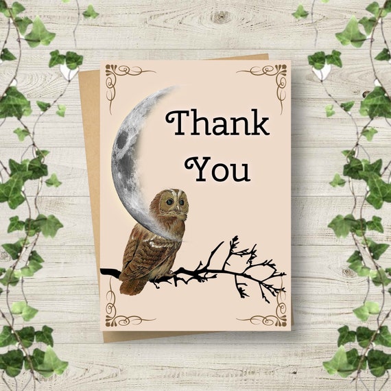 Printable Thank You Owl Greeting Card DIGITAL DOWNLOAD - Etsy