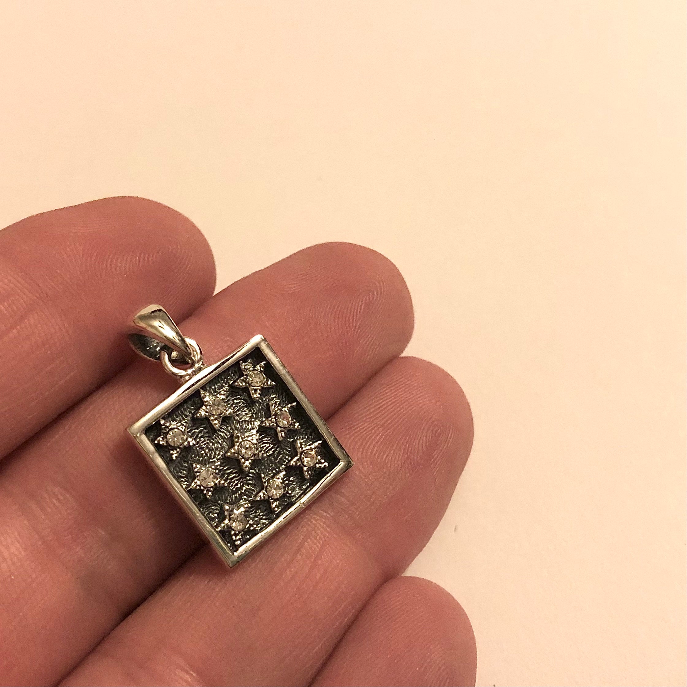 Silver Rockstar Star Square Pendant Necklace Sterling Silver | Etsy