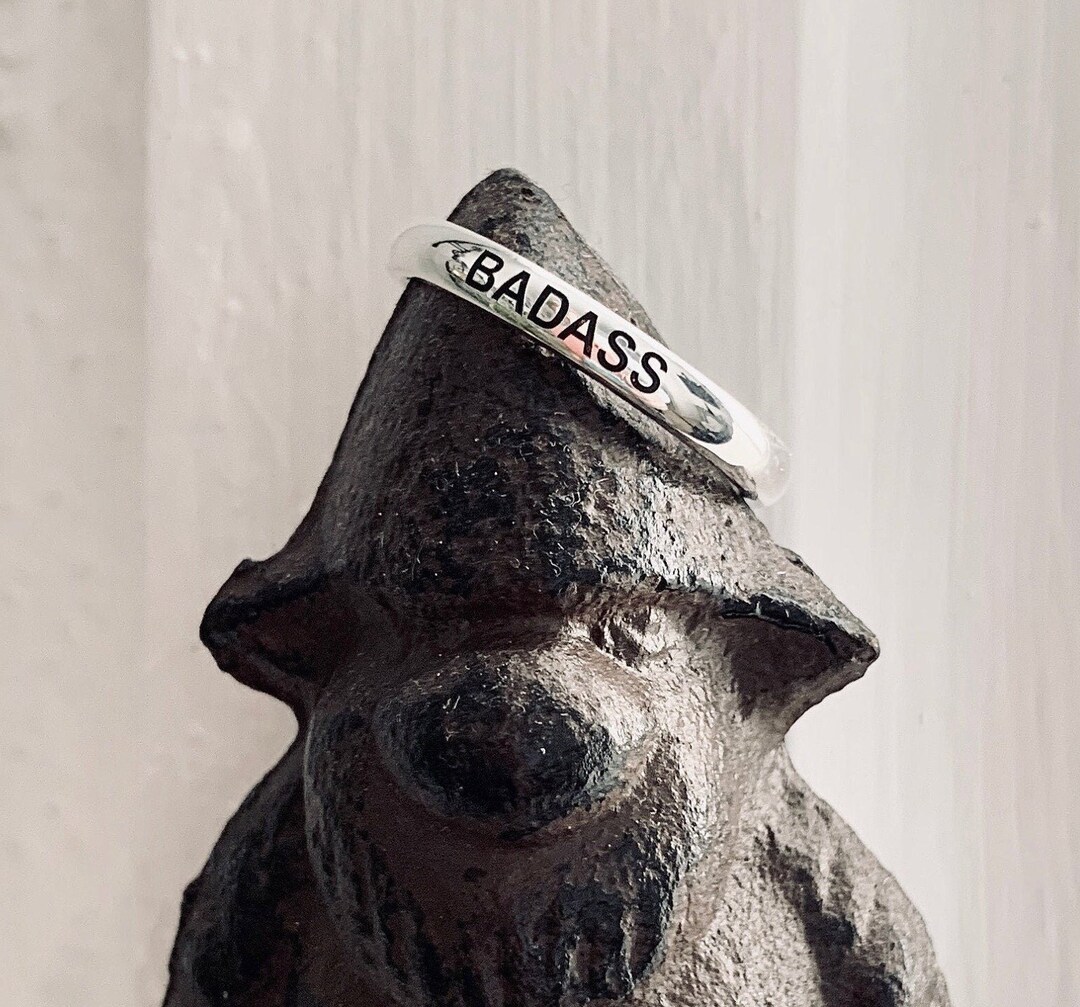 Silver Stacking Badass Ring, Band, Words of Encouragement Seft Esteem ...