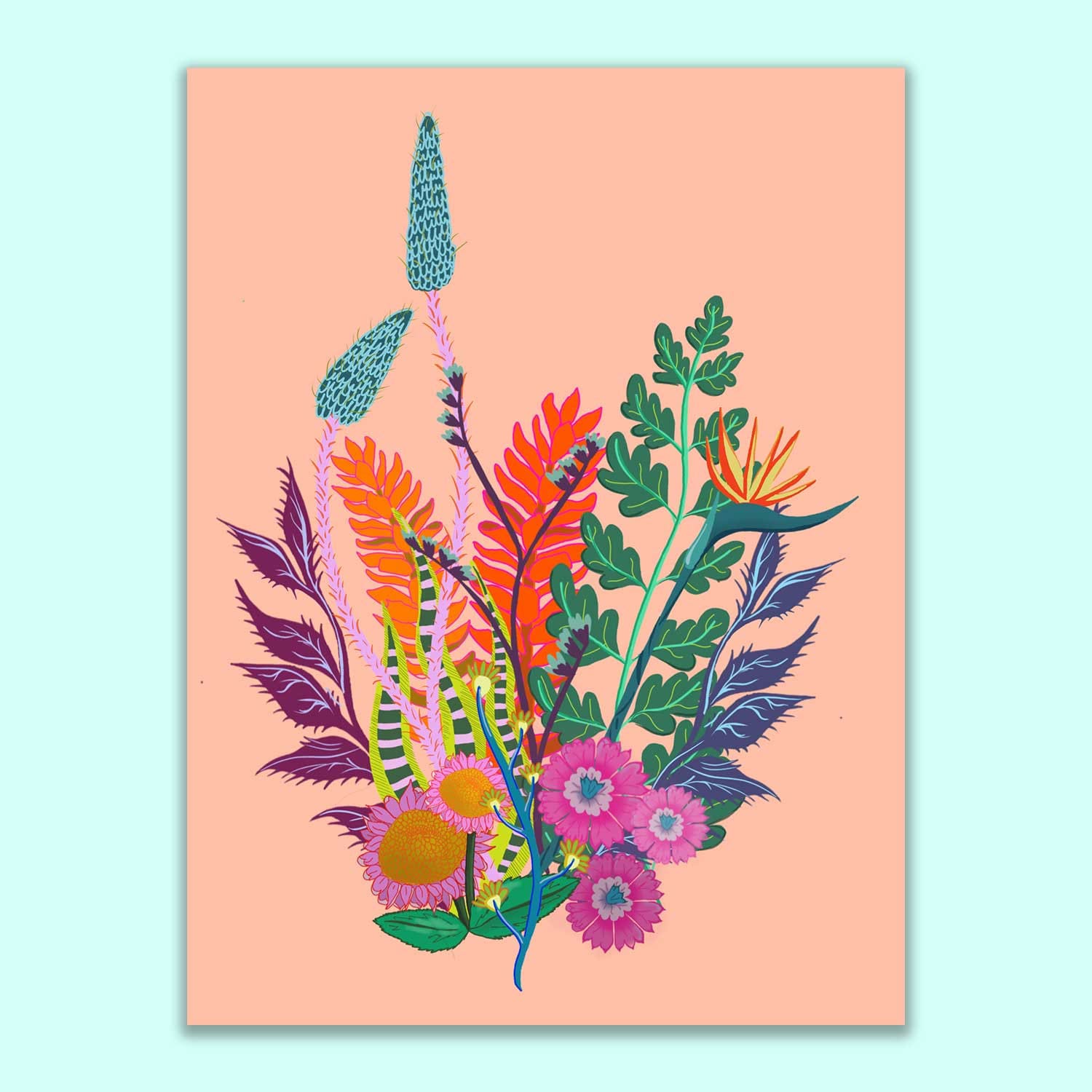 A4 Hand-drawn Digital Print, Flower Power - Etsy