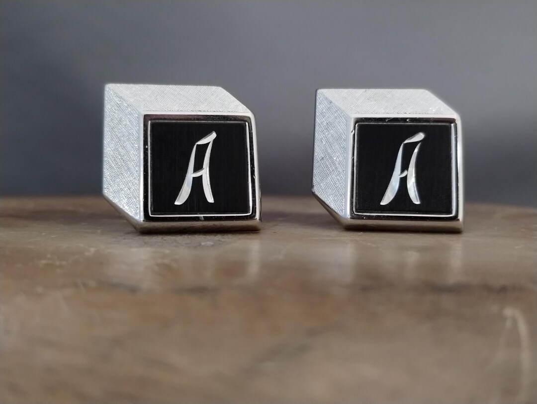 Vintage SWANK Mid-century 1950's Monogram Initial "a" Toggle Cuff Links ...