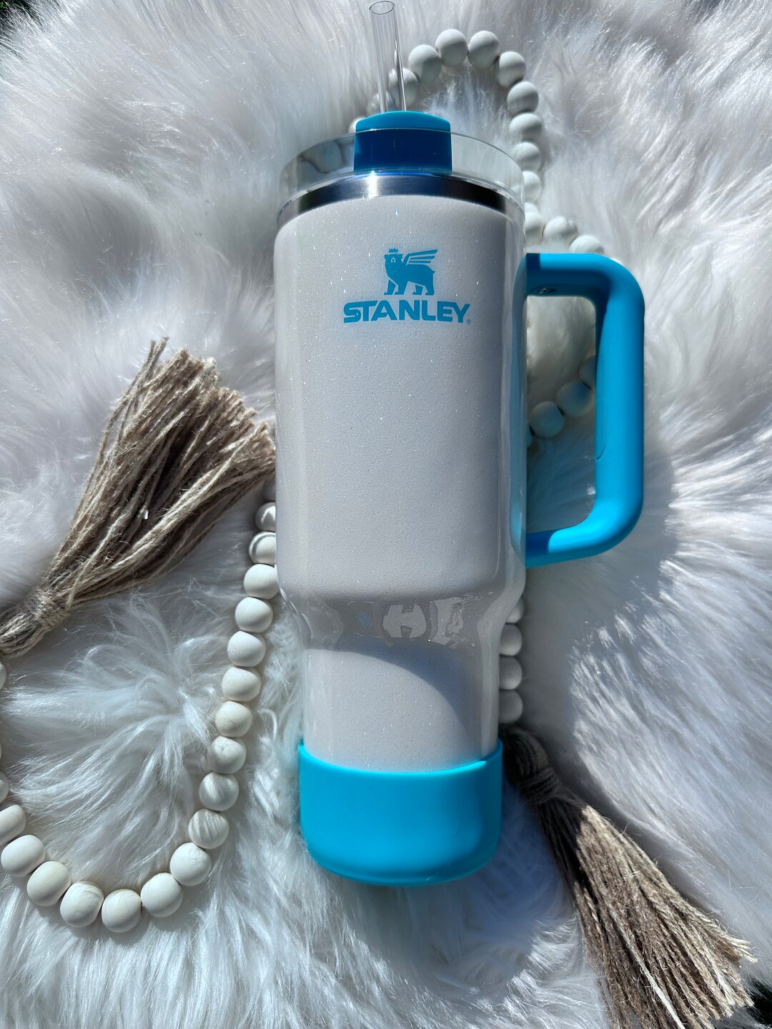 Opal Glitter Stanley Tumbler 40 Oz, Teal Handle, Lilac Base - Etsy