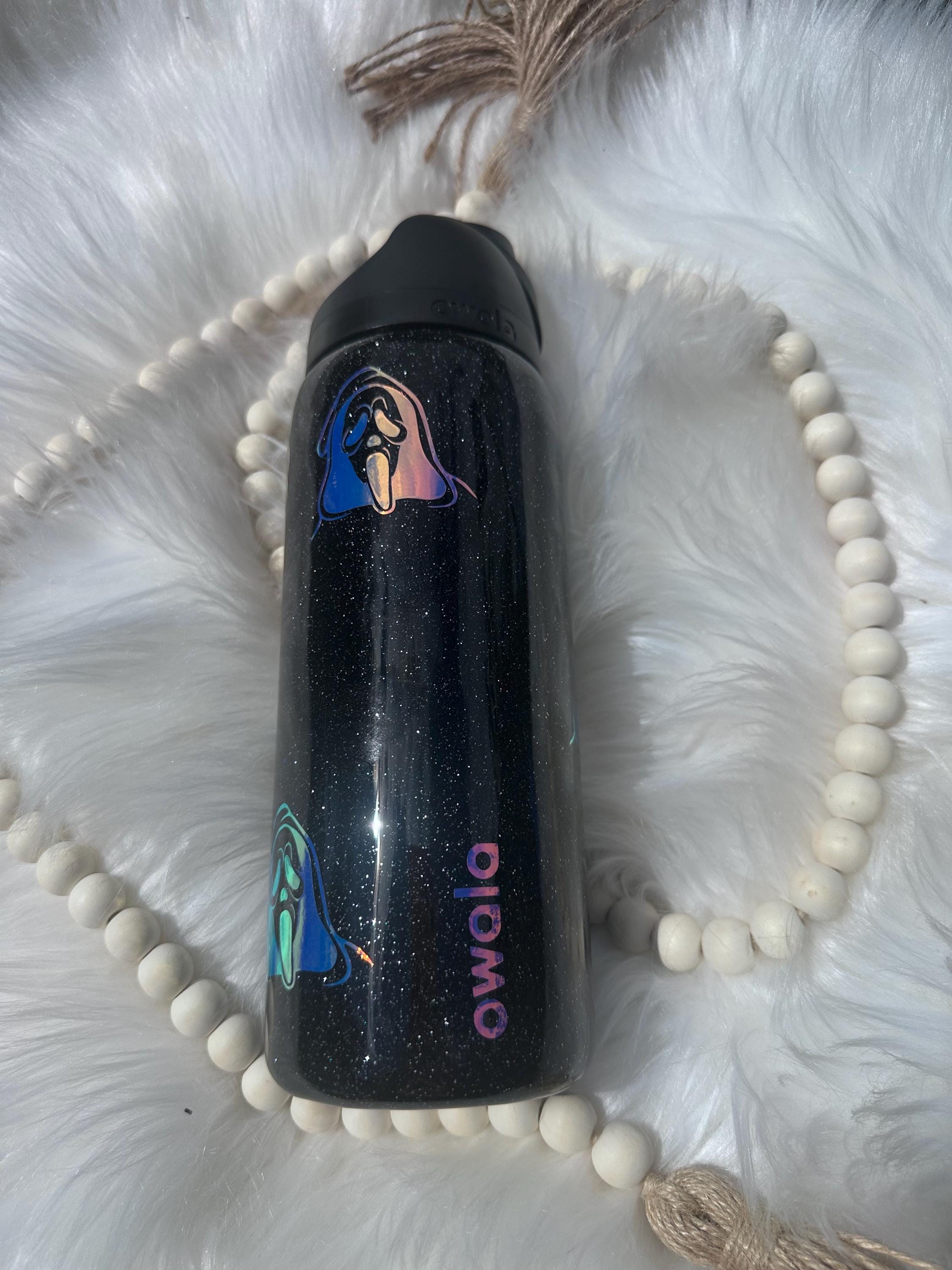 Custom Owala Water Bottle: Dark Glitter, Opal Ghost Face Vinyl - Etsy