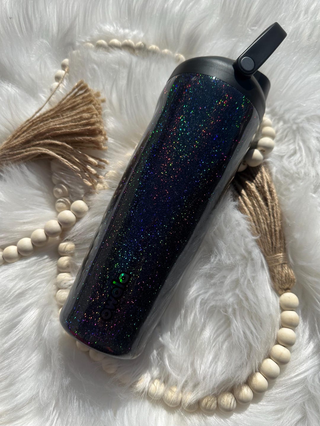 Custom Owala Dark Dark Freesip Sway Water Bottle With Black/ Rainbow ...