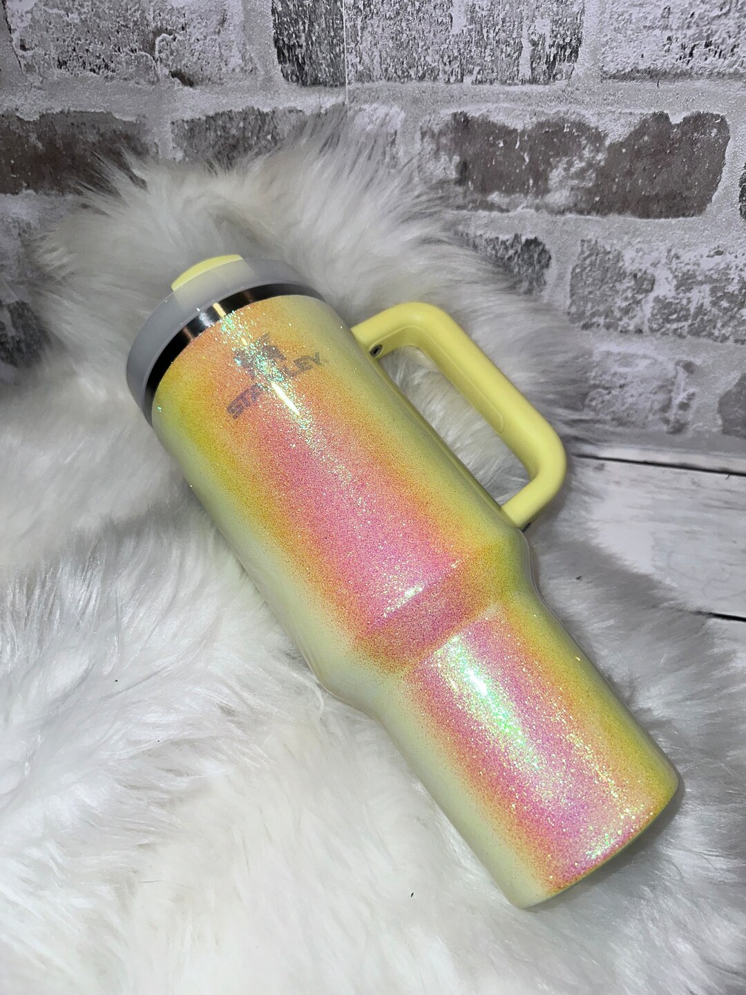 Authentic Pomelo Stanley Tumbler With Iridescent Color Shift Glitter ...