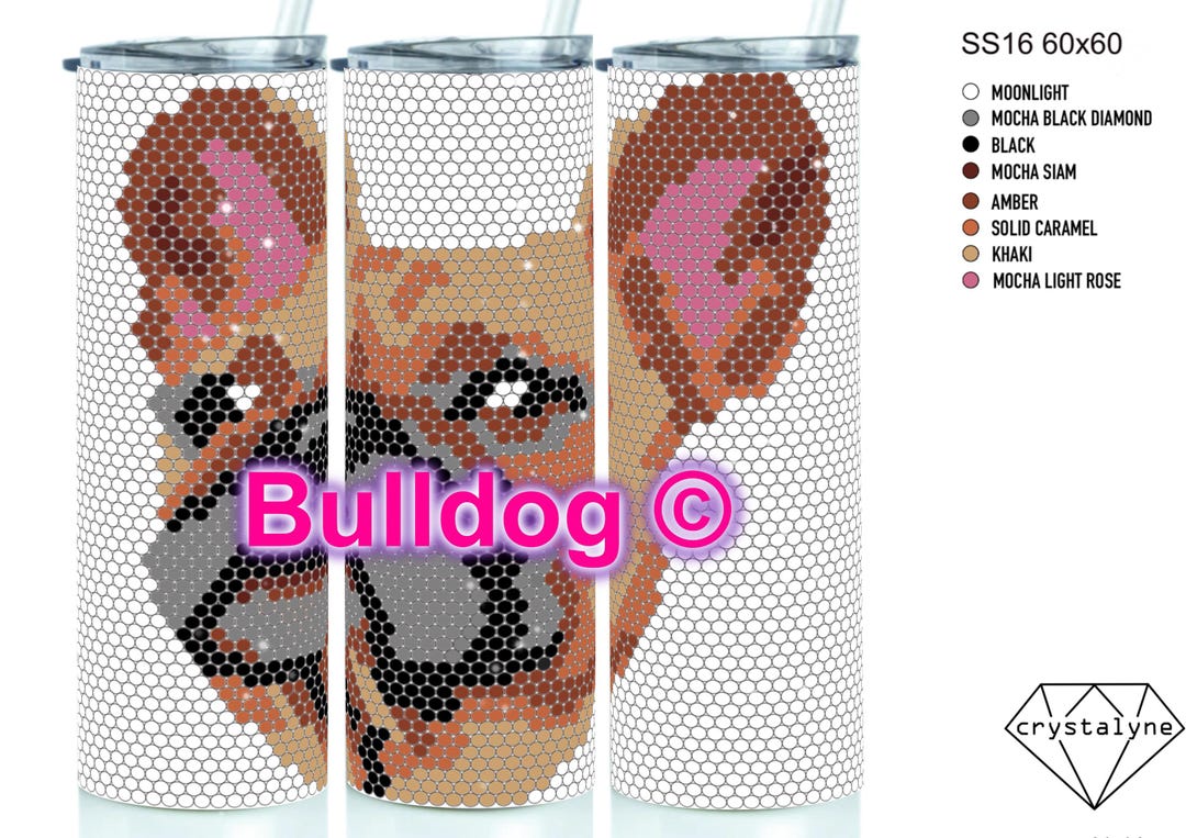 Bulldog © Rhinestone Template SS16 for 20oz Straight Skinny Tumbler ...