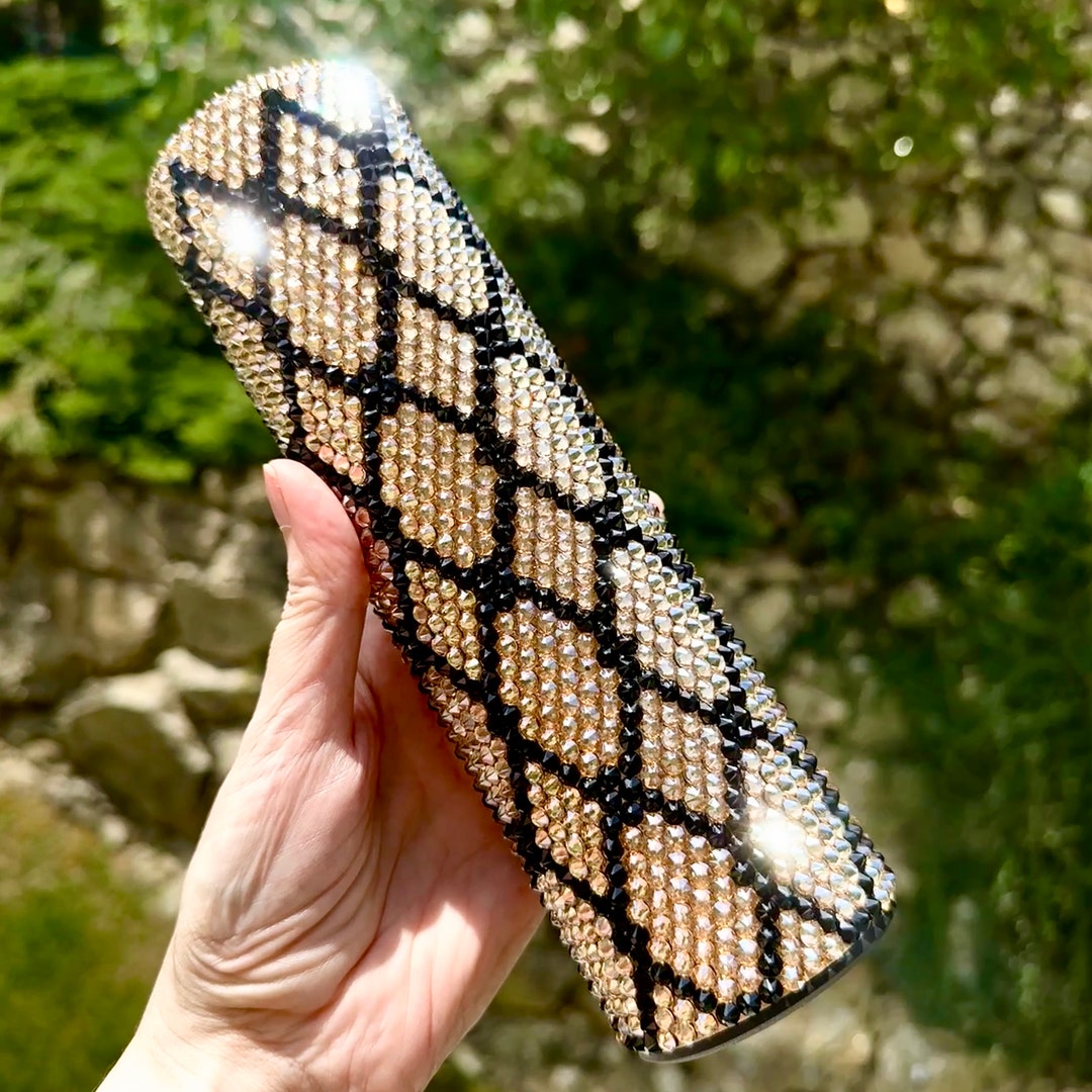 Luxury Gold Black Bottle Swarovski Crystal Bejeweled | Bling LCD Flask ...