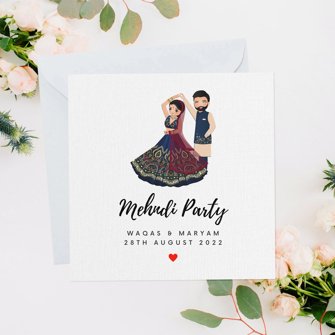 Personalised Mehndi Card, Mehndi Mubarak, Mehndi Party, Nikkah Gift ...