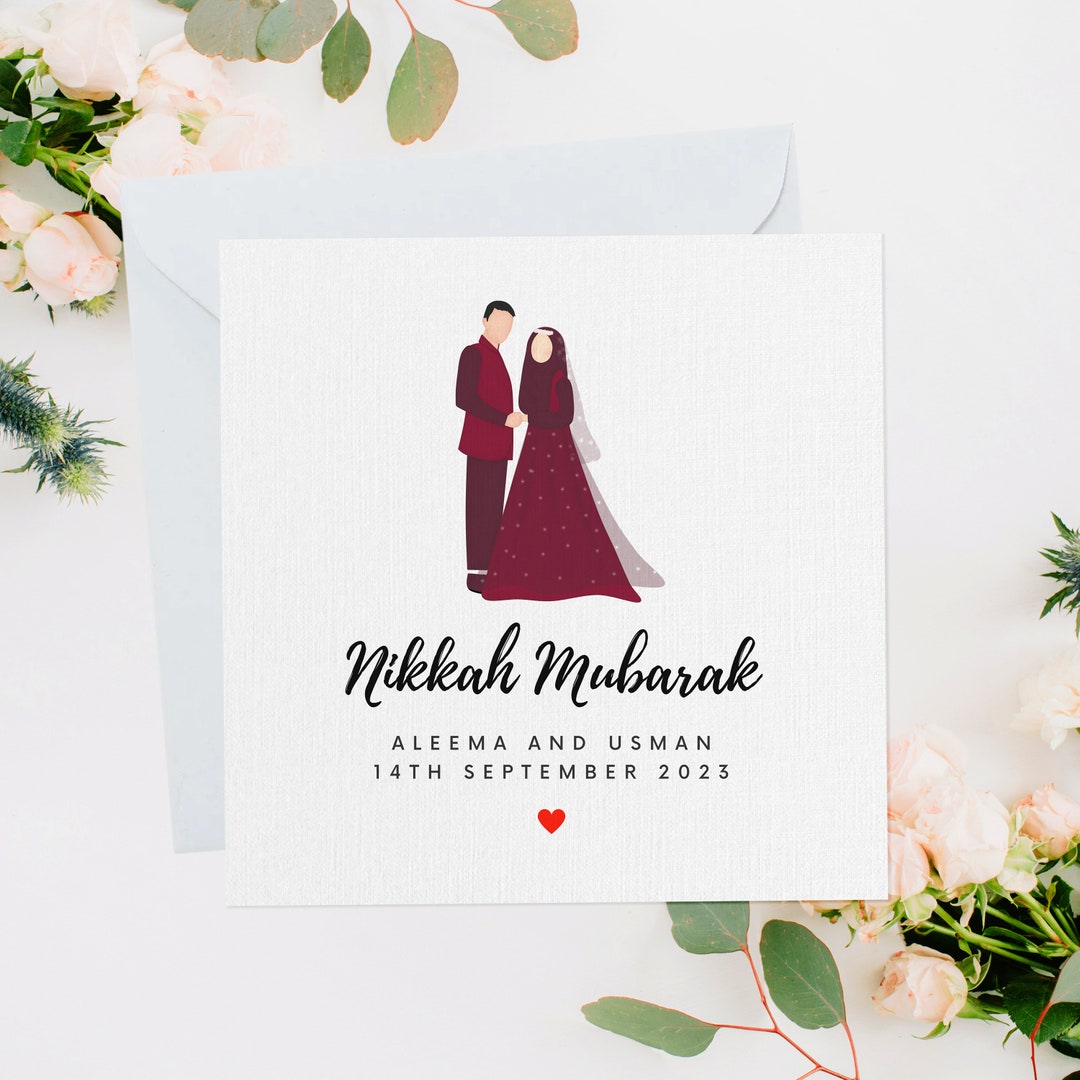 Personalised Nikkah Card, Nikkah Mubarak, Nikkah Day, Nikkah Gift ...