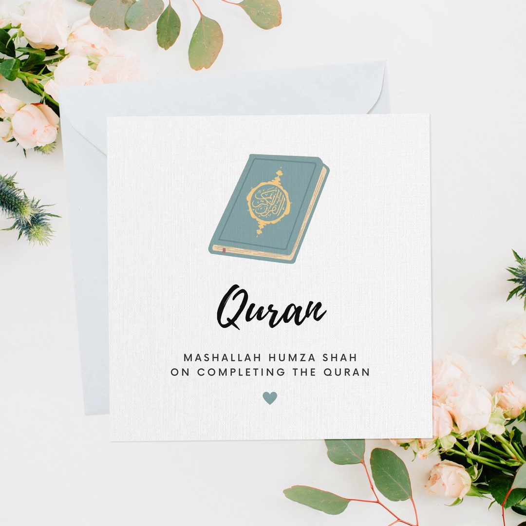 Personalised Quran Completion Greeting Card, Quran Card, Quran Gift ...