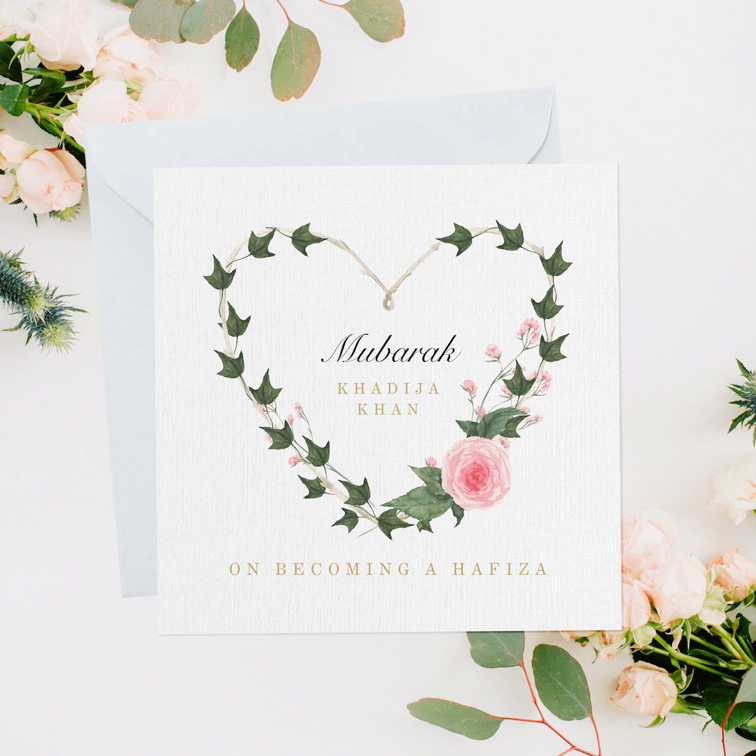 Luxury Hafiza Mubarak Greeting Card, Personalised Hafiza Card, Quran ...