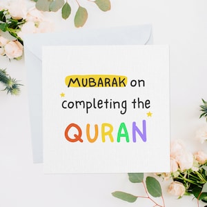 Fun Quran Completion Card, Personalised Quran Card, Quran Gift, Quran ...