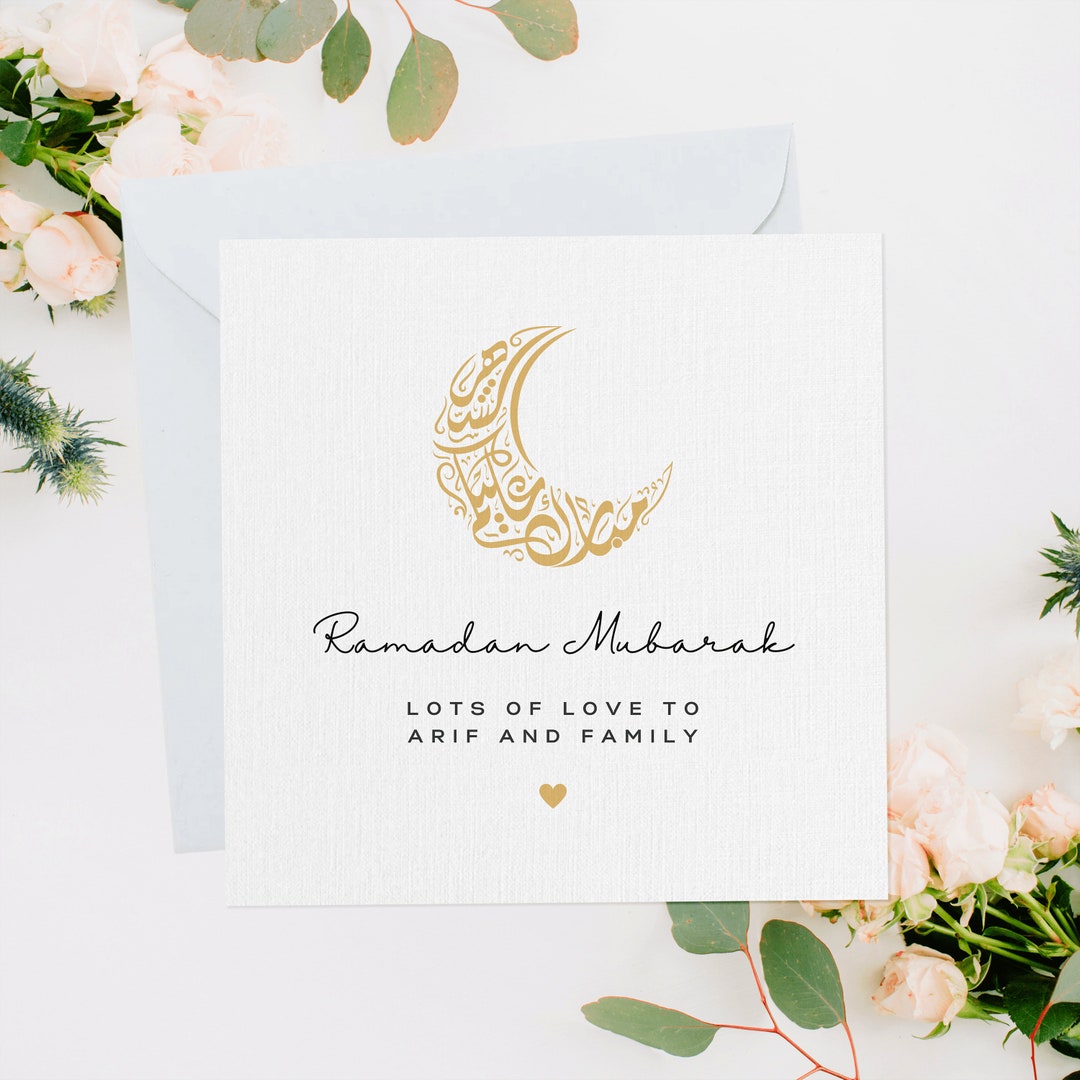 Personalised Ramadan Mubarak Gold Moon Greeting Card, Ramadan Card ...