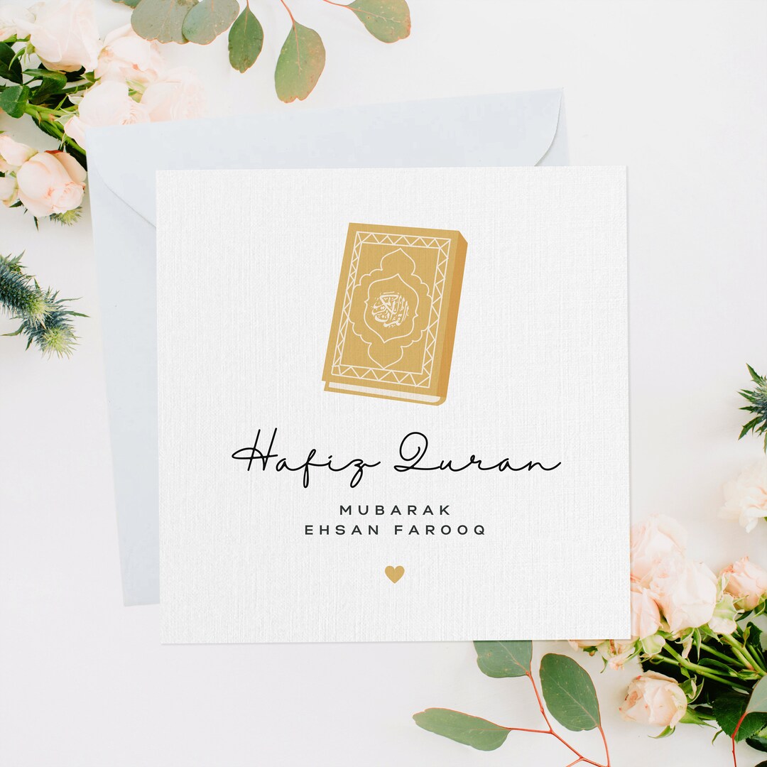 Luxury Hafiz Mubarak Greeting Card, Personalised Hafiz Card, Quran Gift ...