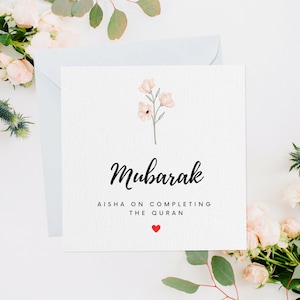 Personalised Quran Completion Greeting Card, Quran Card, Quran Gift ...