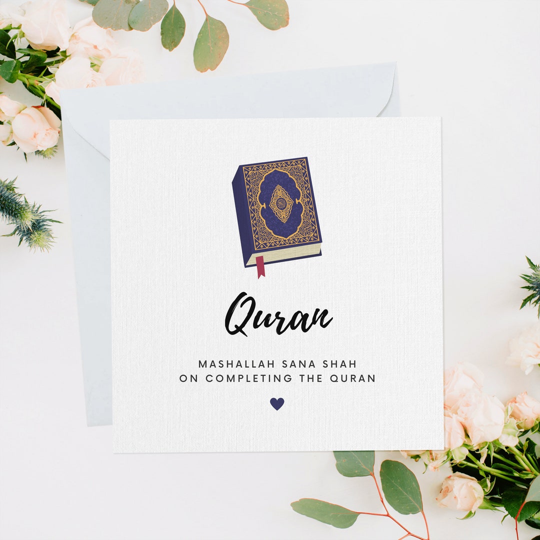 Personalised Quran Completion Greeting Card, Quran Card, Quran Gift ...