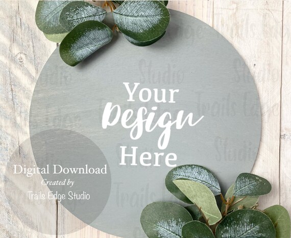 Gray Circle Wood Sign Product Mockup Styled Stock Image Modern ...