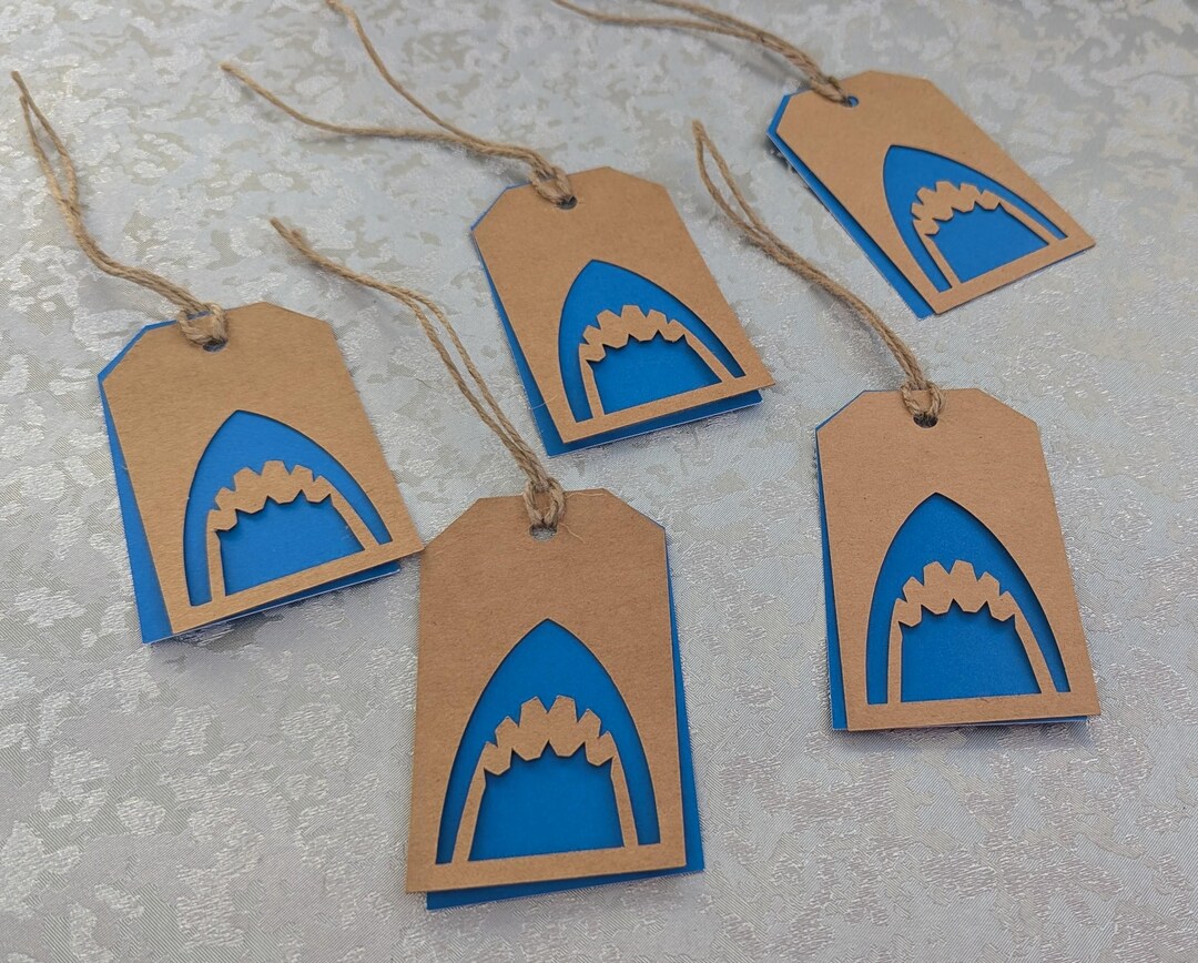 Shark Jaws Inspired Kraft Paper Gift Tags - 5 Pack - Kraft Paper Stock ...
