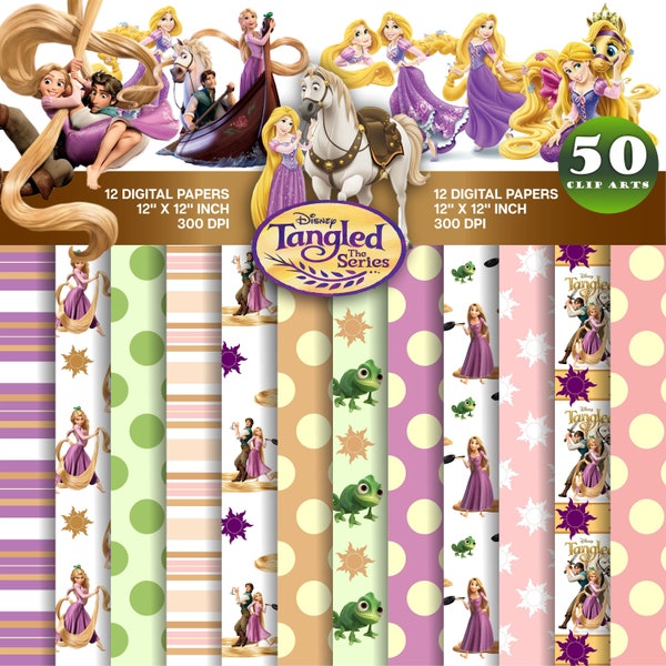 Tangled Digital Paper - Etsy