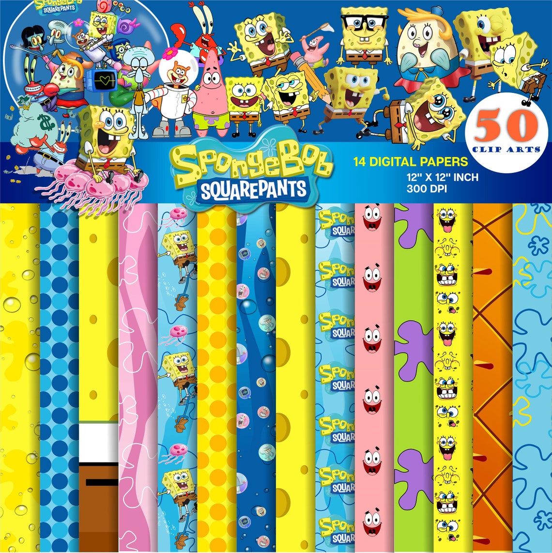 Spongebob PNG Spongebob Clipart Spongebob Digital Paper | Etsy Denmark