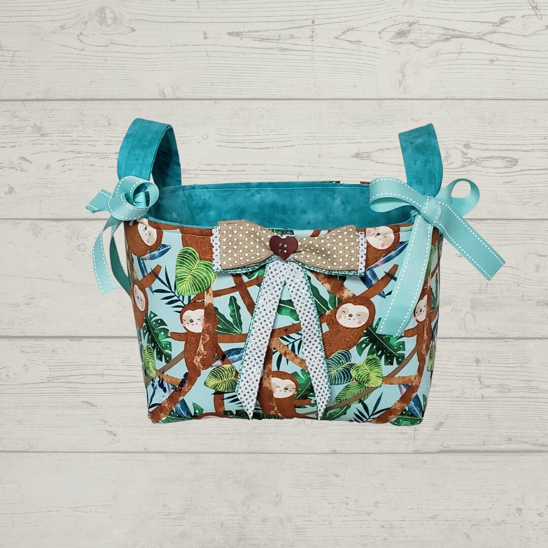 Sloth Fabric Basket, Baby Shower Gift Basket, Sloth Nursery Decor, Baby ...