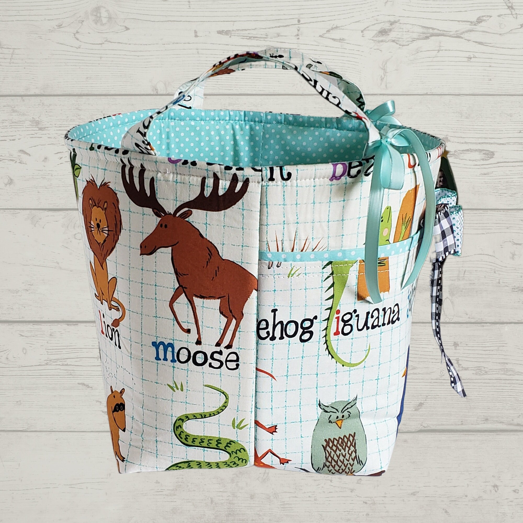 ABC Animal, Fabric Basket, Baby Shower Basket, Baby Gift, ABC Nursery ...