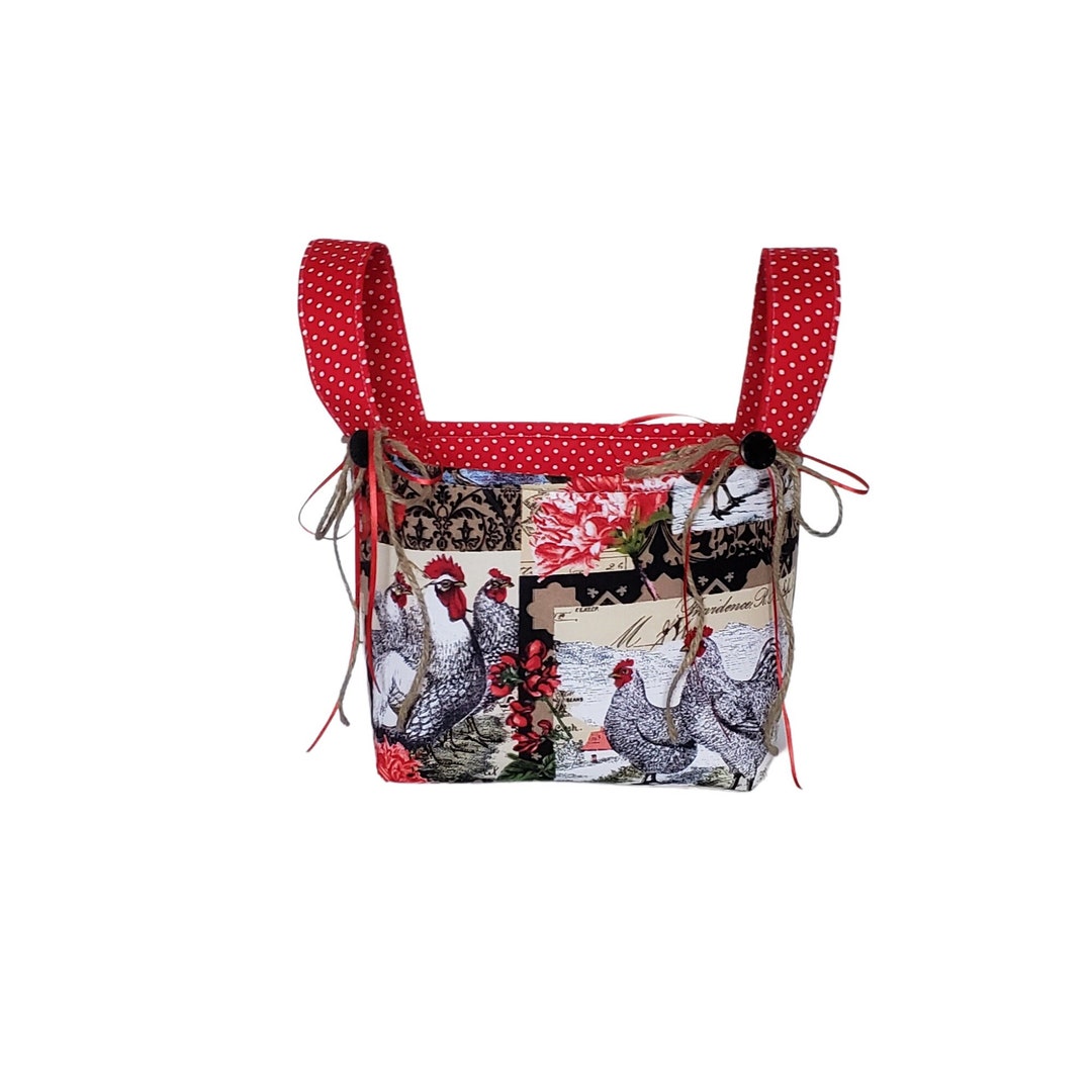Rooster Fabric Basket Rooster and Roses Rooster Decor - Etsy