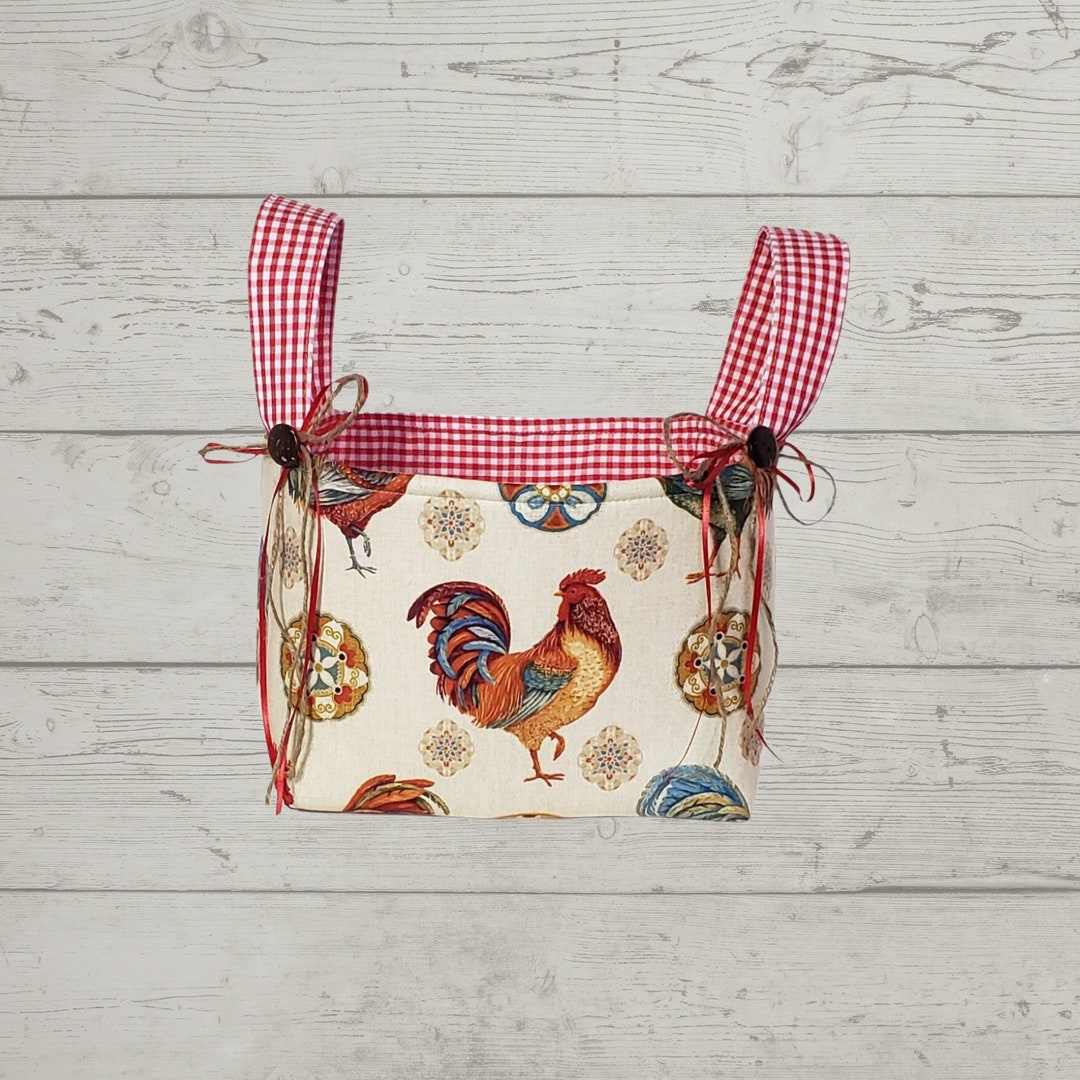 Rooster Fabric Basket, Rooster and Hex Sign, Rooster Decor, Farmhouse ...