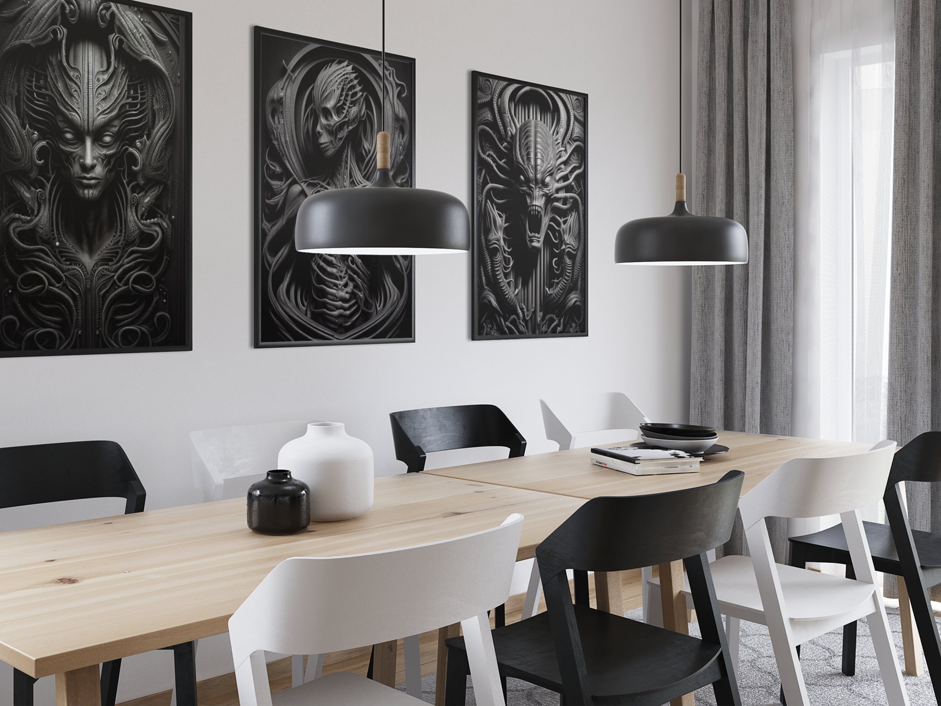 Giger Wall Art | Giger Art Print | Set of 3 Wall Art | Giger Art Prints ...