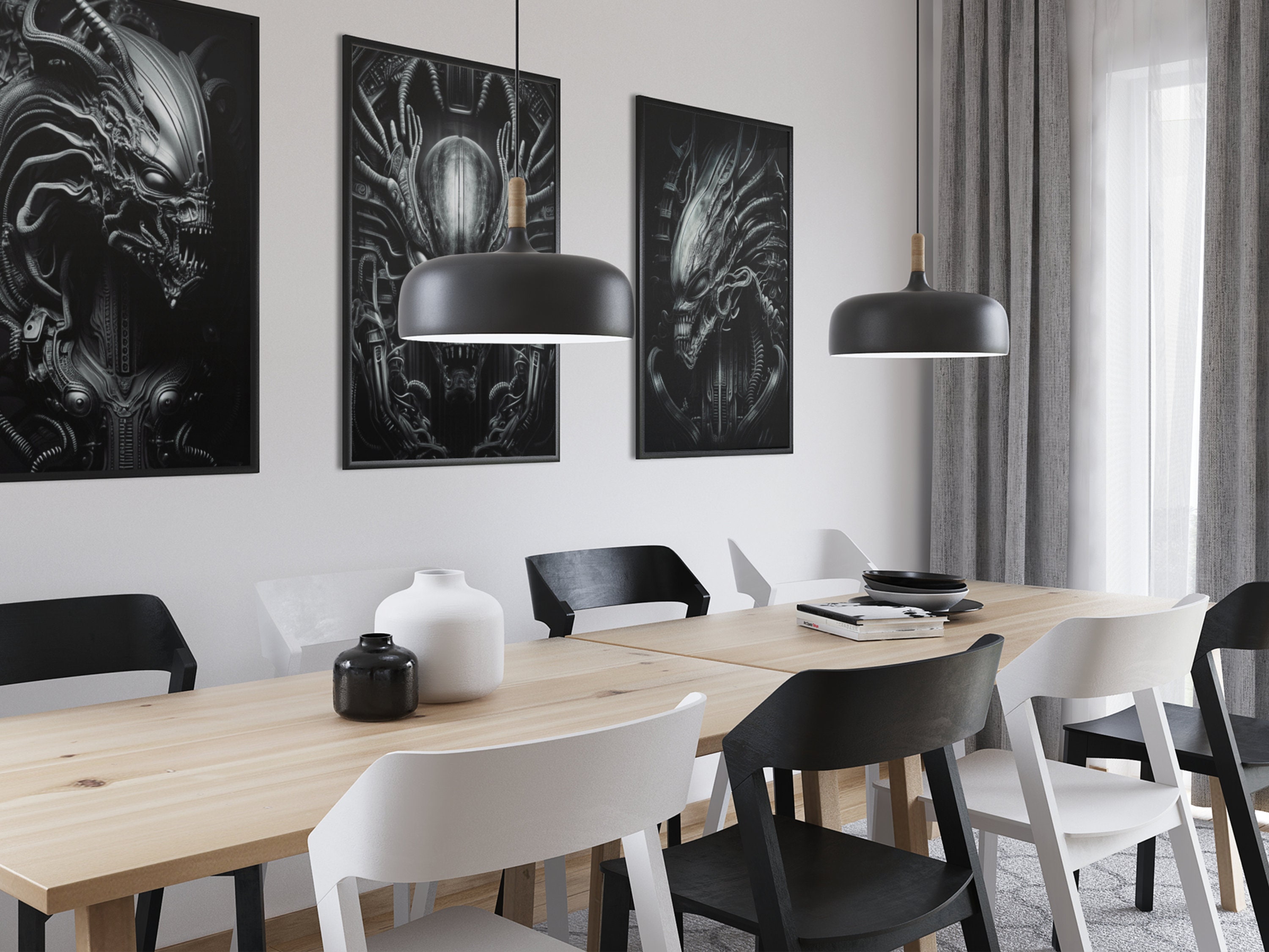 Giger Wall Art | Giger Art Print | Set of 3 Wall Art | Giger Art Prints ...