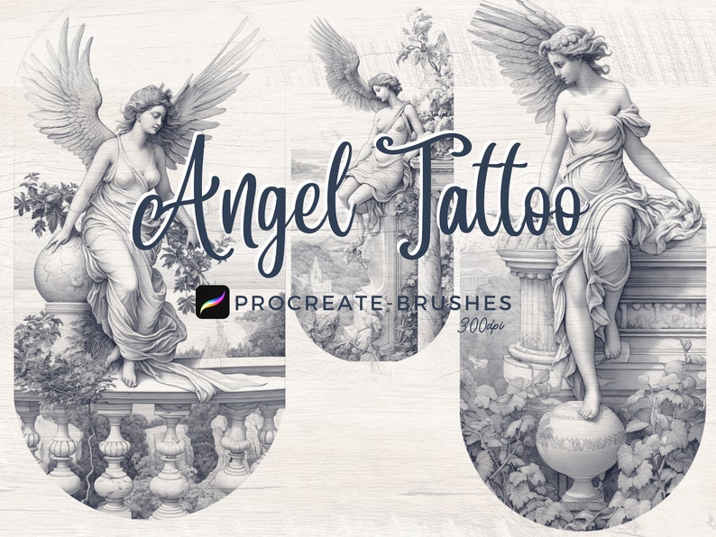 173 Angel Tattoo Designs Brushstamp Procreate - Etsy