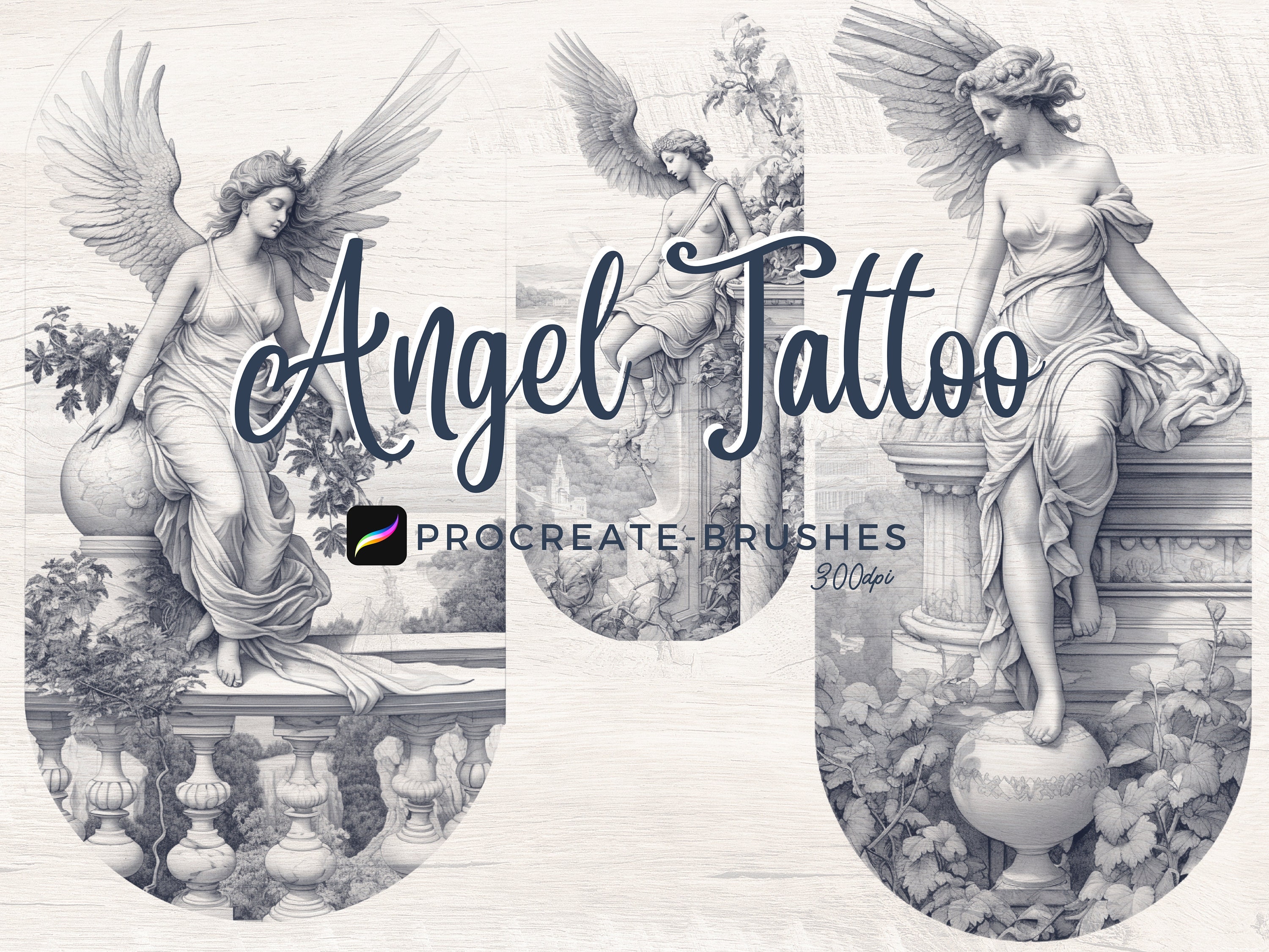 173 Angel Tattoo Designs Brushstamp Procreate - Etsy
