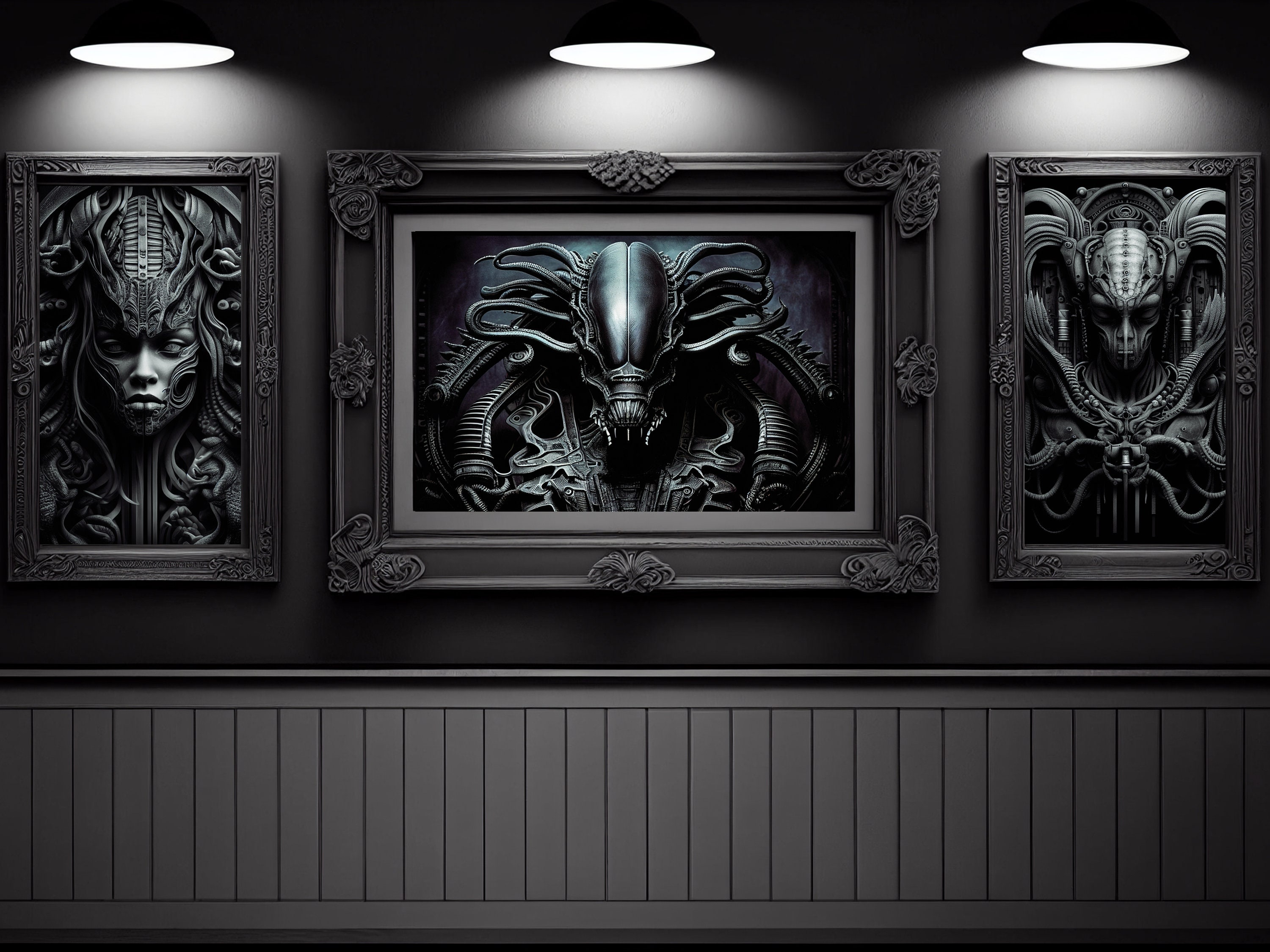 Giger Wall Art | Giger Art Print | Set of 3 Wall Art | Giger Art Prints ...