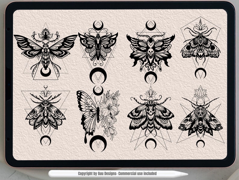 Moth Stamps, Death Moth SVG, Moth Wings, Death Head Moth, Celestial ...
