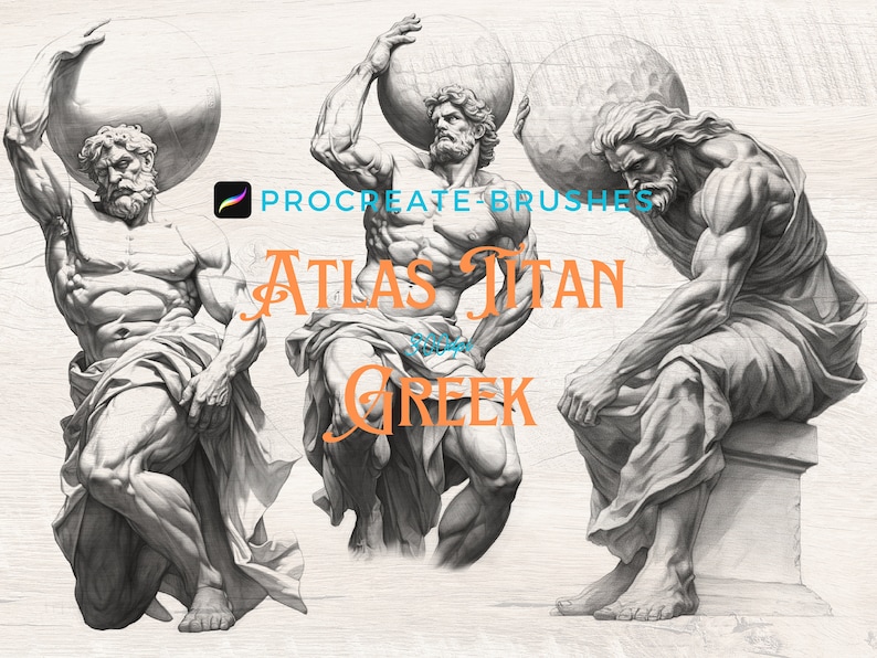 42 Atlas Titan Greek Statues Tattoo Brushstamp Procreate - Etsy