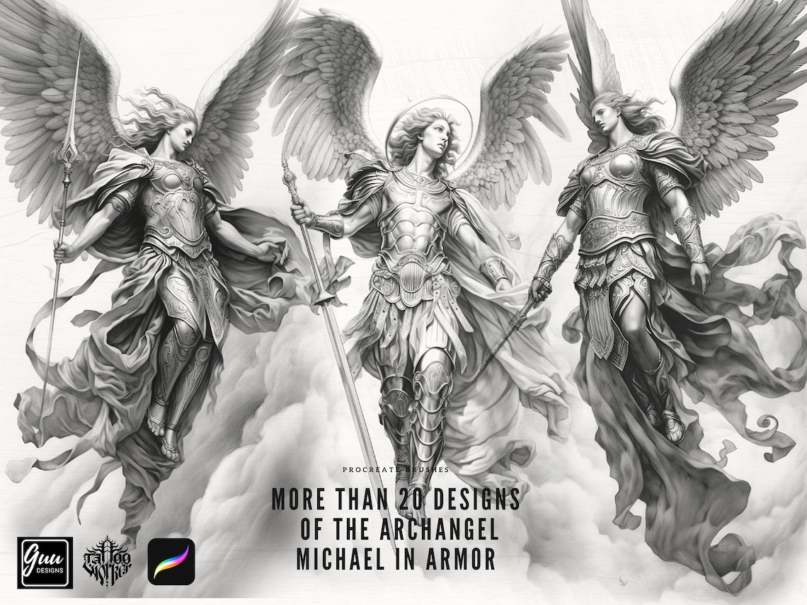 160 Archangel Michael and the Angels Tattoo Designs Brushstamp ...