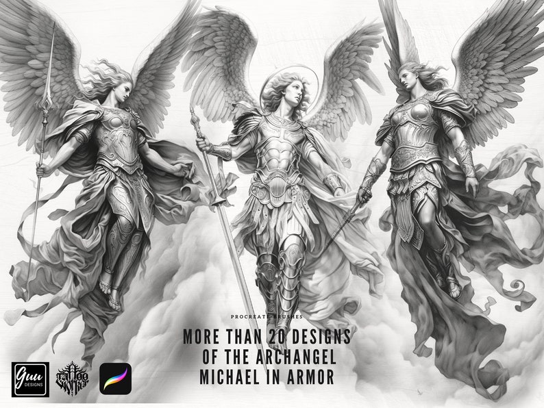 160 Archangel Michael and the Angels Tattoo Designs Brushstamp ...