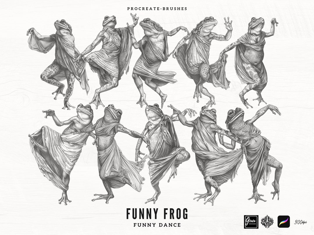 120 Designs Funny Frog Funny Dance Brushstamp Procreate - Etsy