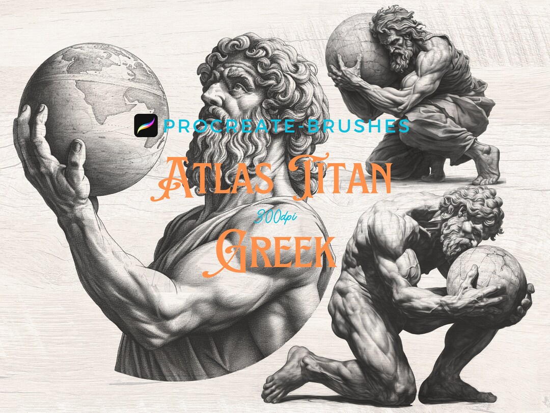 42 Atlas Titan Greek Statues Tattoo Brushstamp Procreate - Etsy