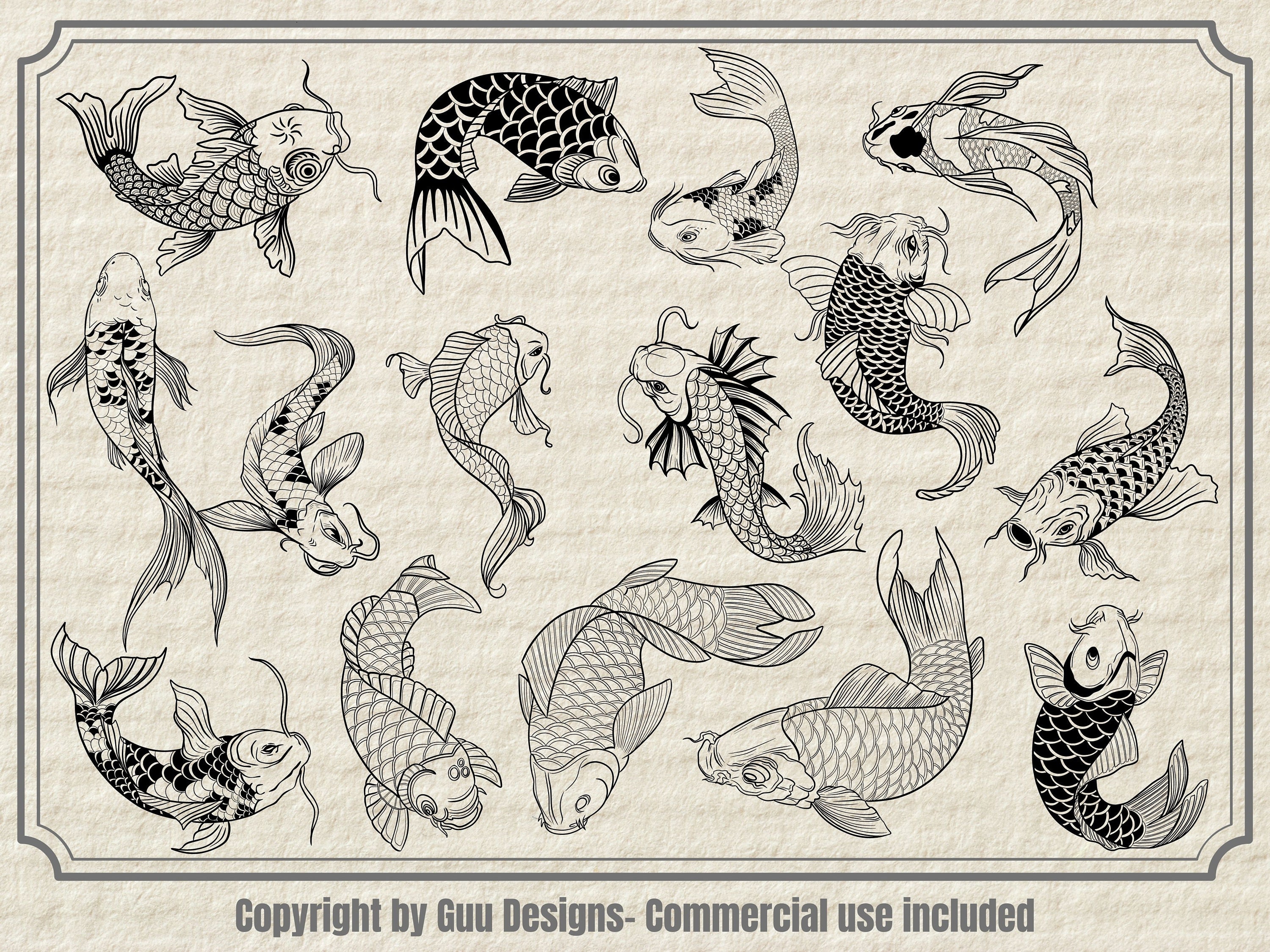 Koi Fish SVG Bundle, Fish Sticker, Koi Fish Wall Art, Fish SVG, Koi ...