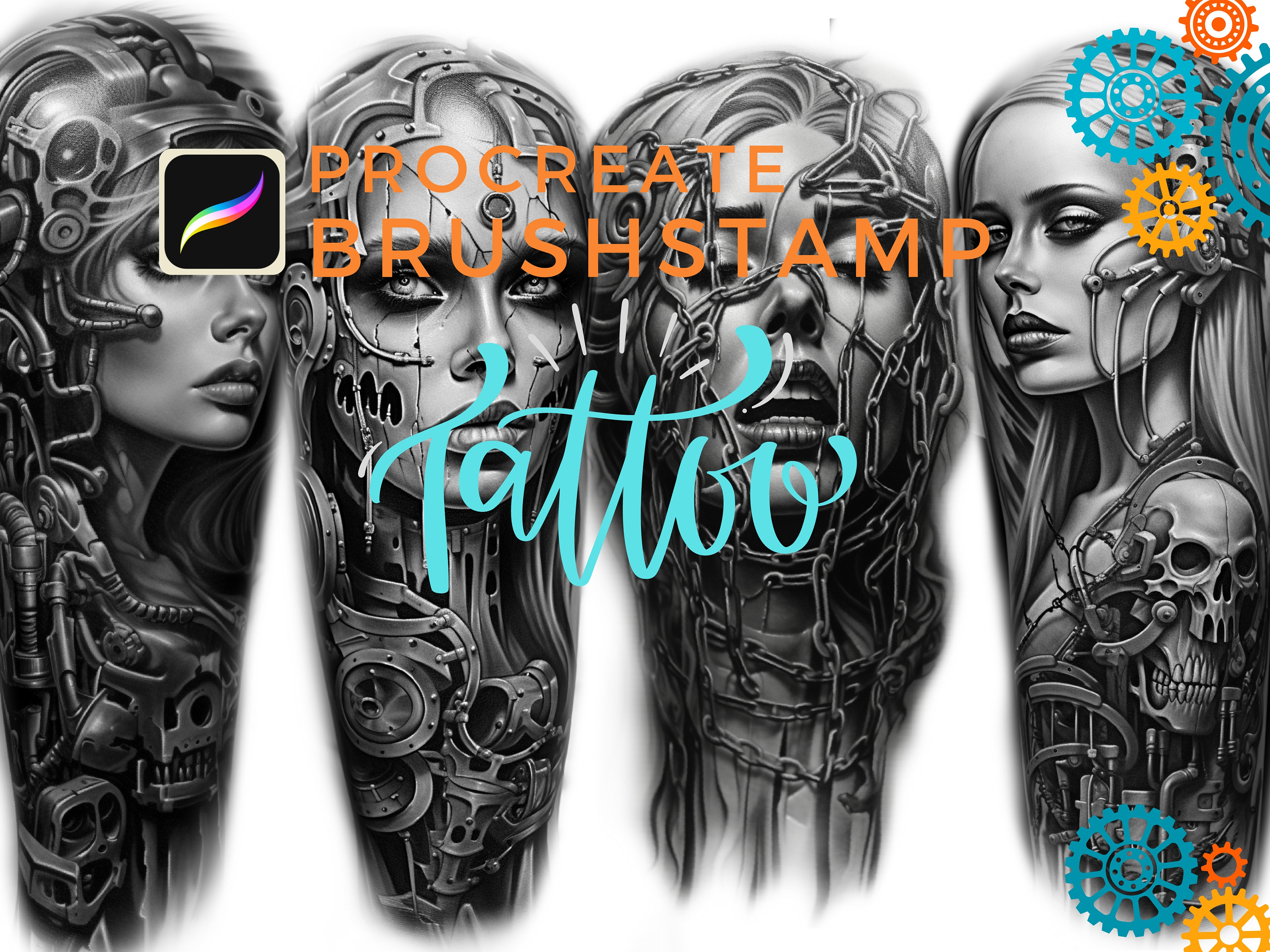 93 Mechanical Women Tattoo Brushstamp Procreate - Etsy