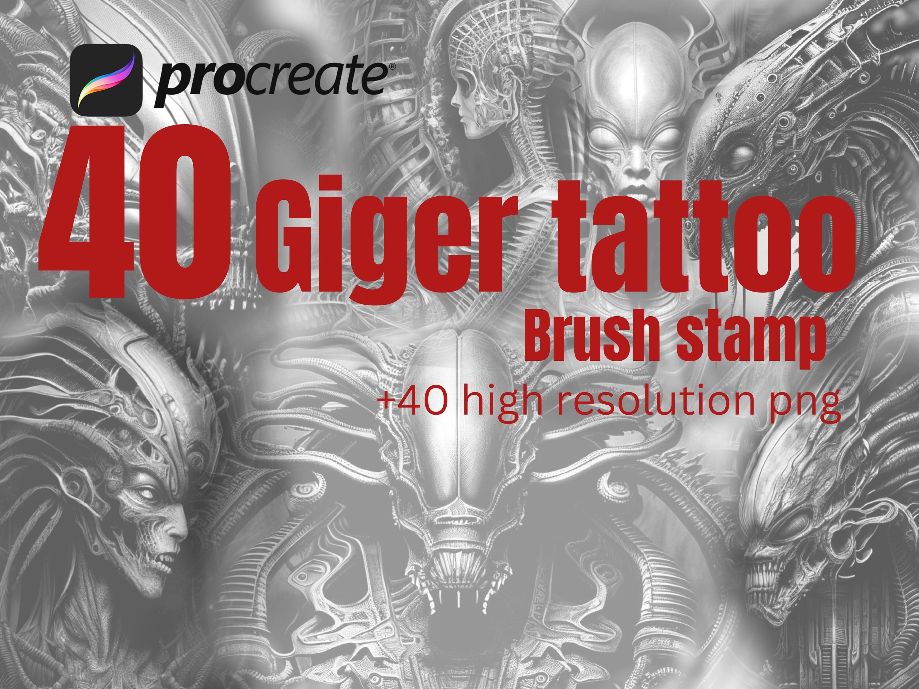 40 Giger Tattoo Giger Brushstamp Procreate - Etsy