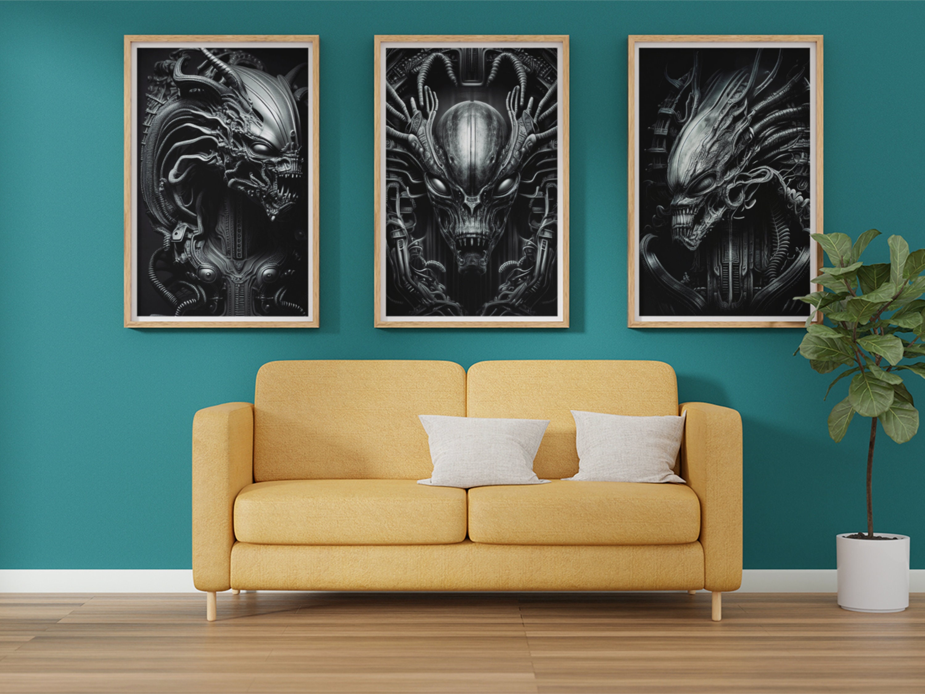 Giger Wall Art | Giger Art Print | Set of 3 Wall Art | Giger Art Prints ...