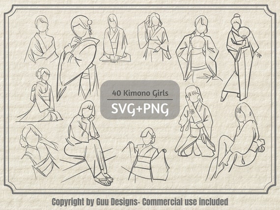 Kimono SVG Kimono Women Kimono Line Art Kimono Art - Etsy