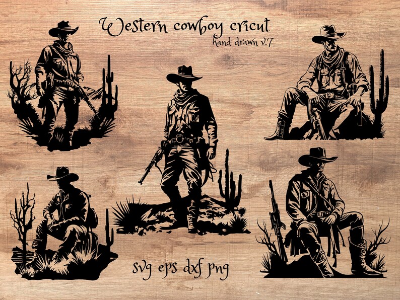 5 Design Western Cowboy Cricut V7 - Etsy